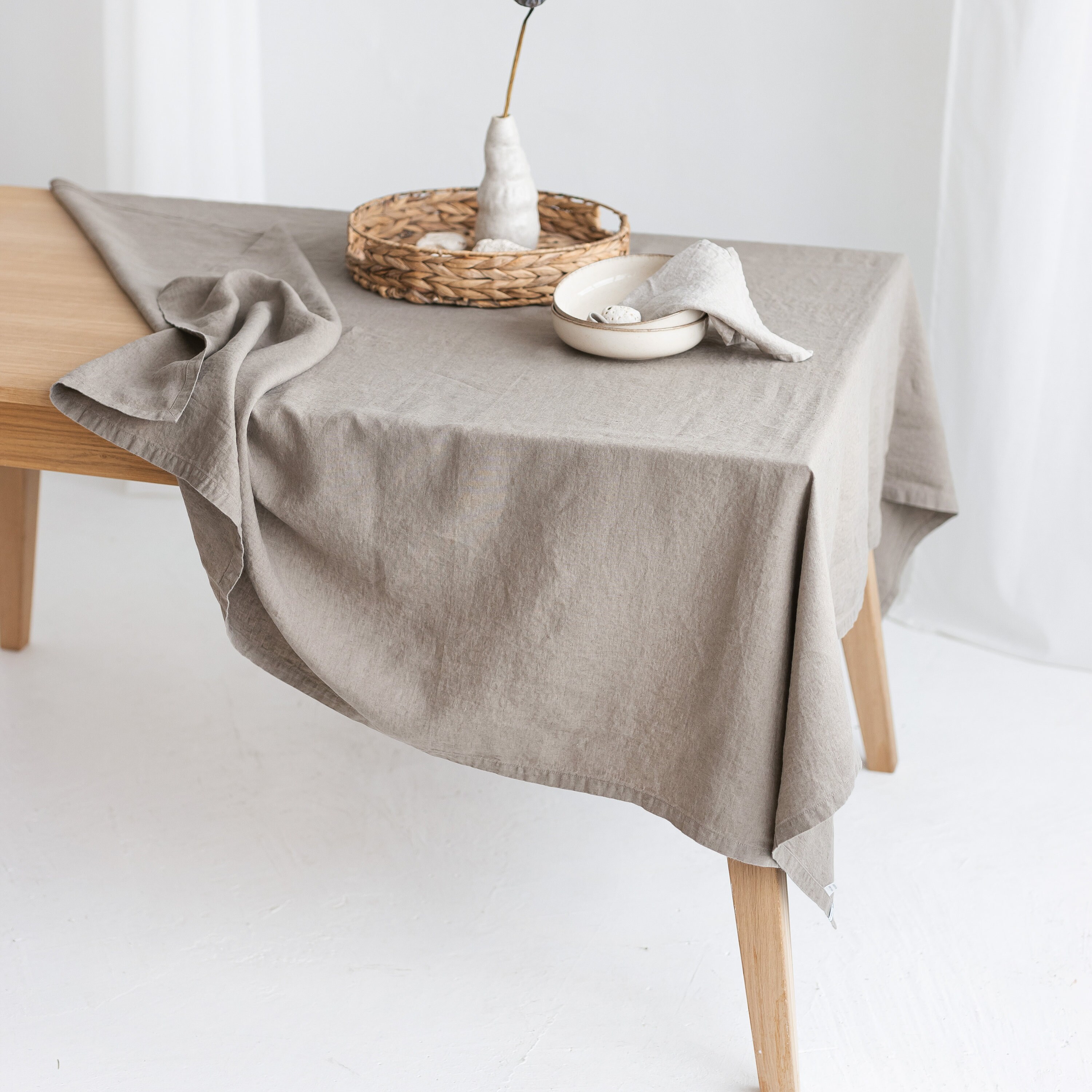 Natural Linen Tablecloth Soft, Gray Linen Tablecloth Washed ...