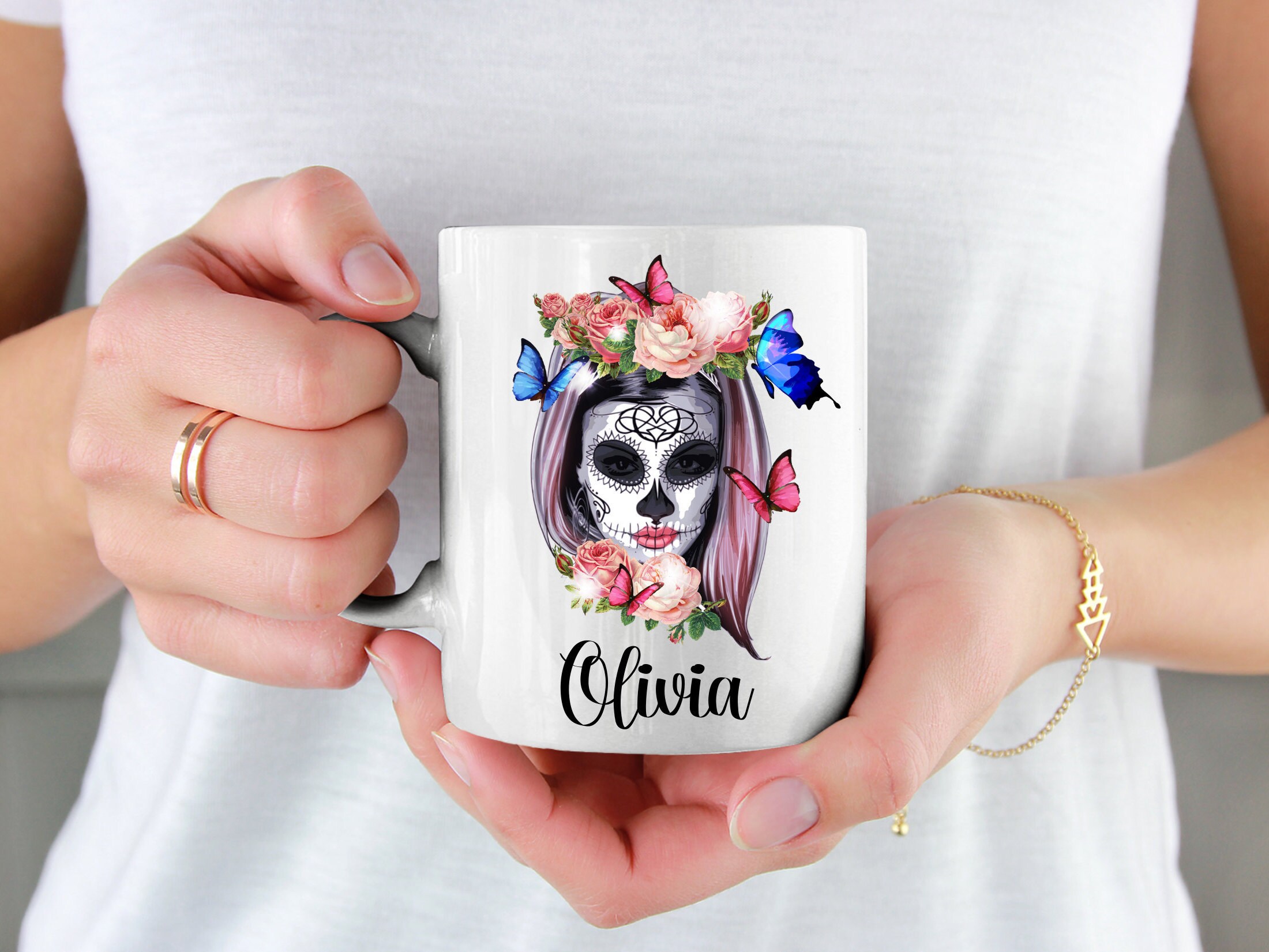 Skull Mug Personalised Skull Coffee Mug Skull Cup Sugar | Etsy