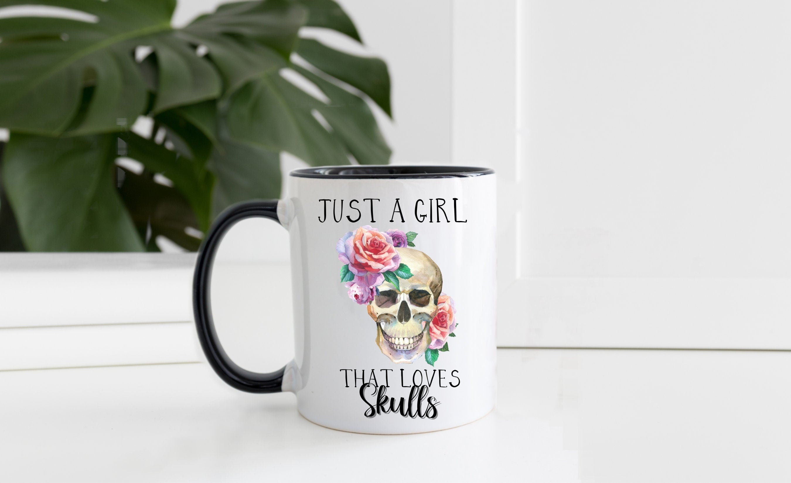 Skull Mug Skull Coffee Mug Skull Cup Flower Skull Mug | Etsy