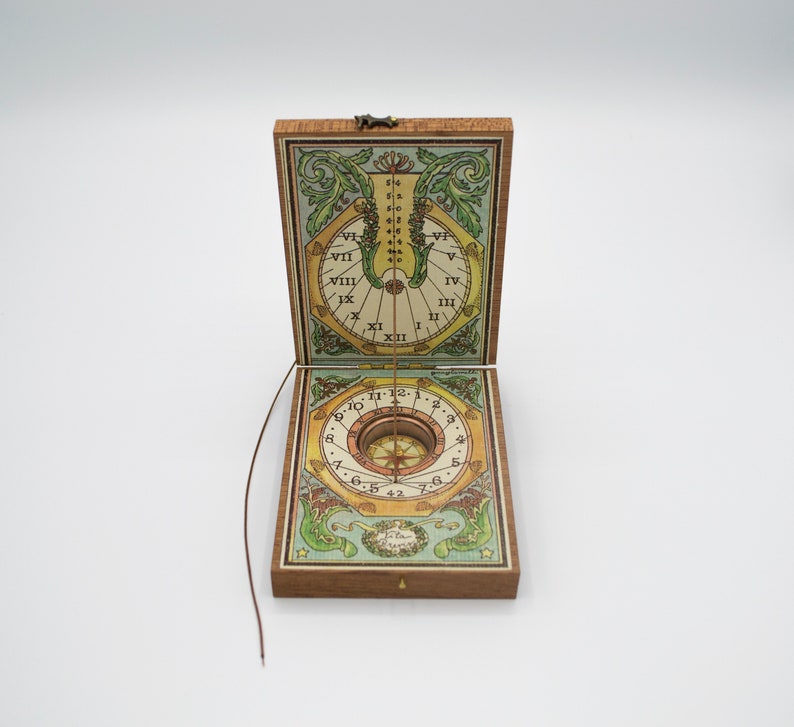 Sundial Diptych, Solar Watch, Diptych Desk Sundial Handmade Astronomy ...