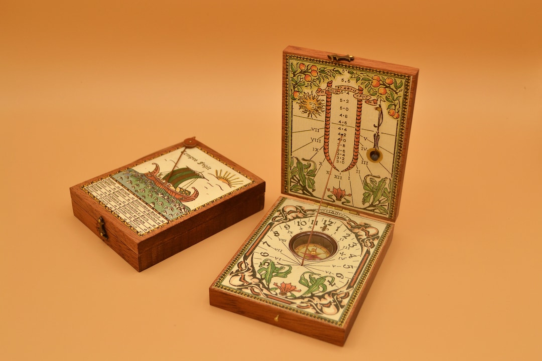 Sundial Diptych, Solar Watch, Diptych Desk Sundial Handmade Astronomy ...