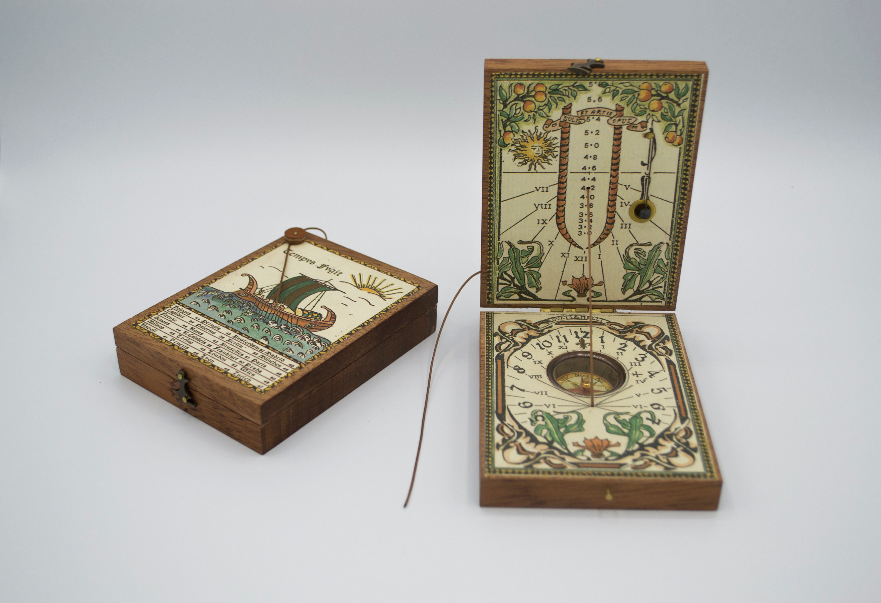 Sundial Diptych, Solar Watch, Diptych Handmade Desk Sundial Astronomy ...