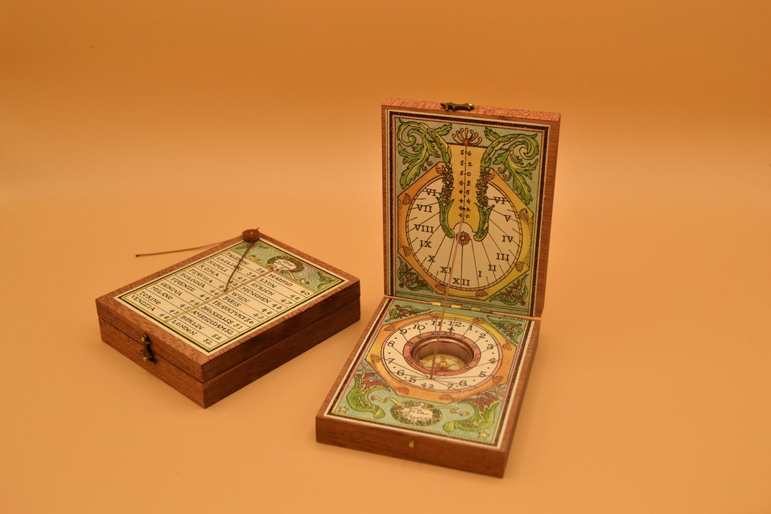 Sundial Diptych, Solar Watch, Diptych Desk Sundial Handmade Astronomy ...
