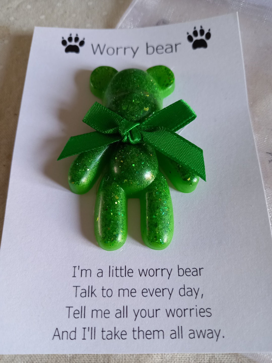 Resin Bear Worry Bear in Green - Etsy