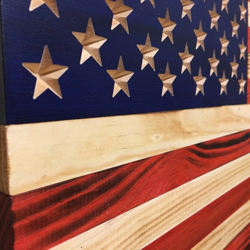 Small Handmade Rustic American Wooden Flag - Etsy