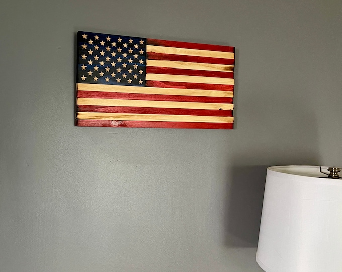 Small Handmade Rustic American Wooden Flag - Etsy
