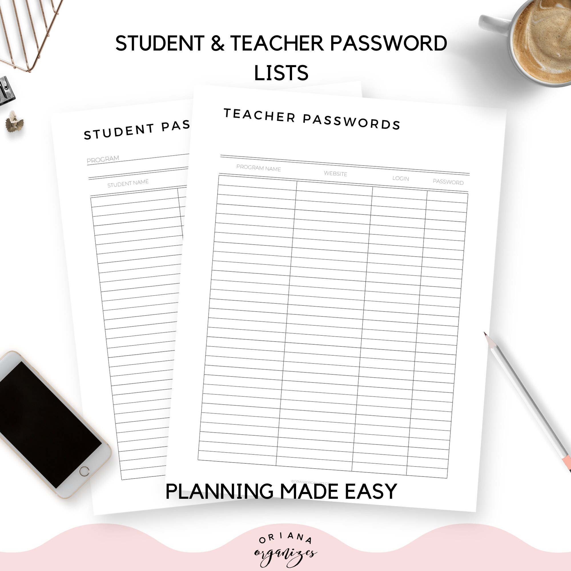 Teacher Lesson Planner Printable, Academic Planner, Teacher Planner ...