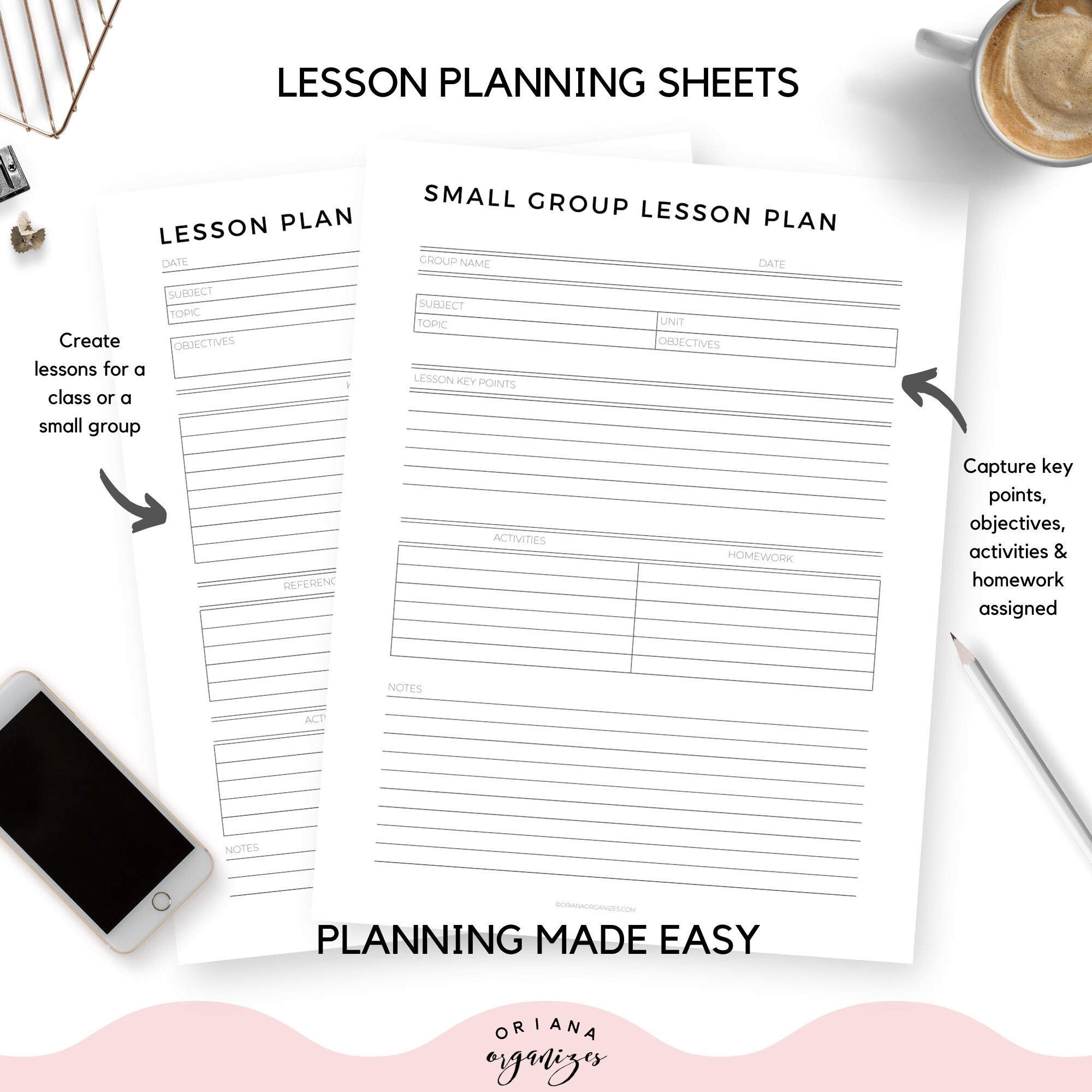Teacher Lesson Planner Printable, Academic Planner, Teacher Planner ...