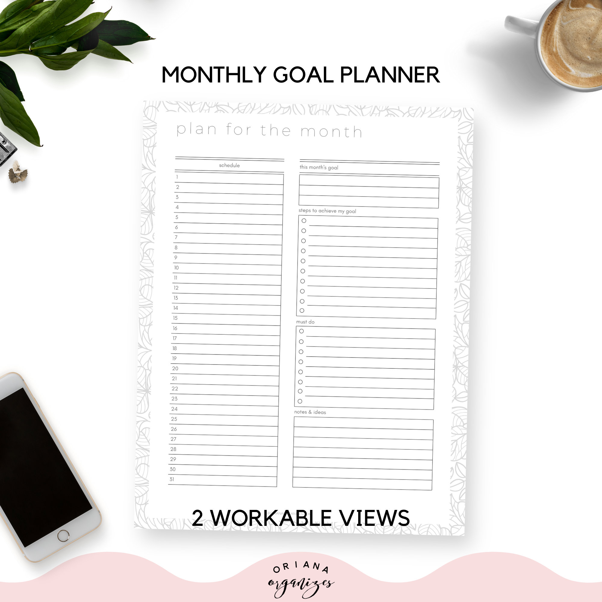 Monthly Planning Printable Monthly Planner With Schedule & - Etsy
