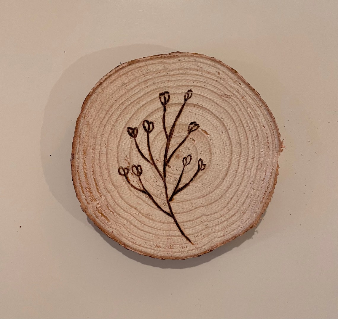 Wildflower Coaster Set Handcrafted Earthy, Natural Wood Coasters - Etsy