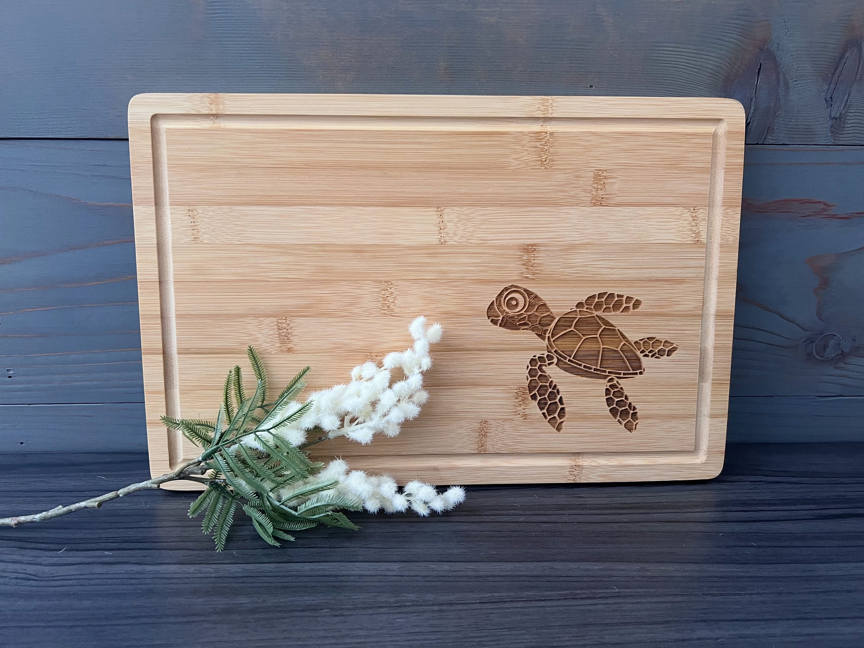 Sea Turtle Bamboo Cutting Board, Bamboo Cutting Board, Ocean Theme ...