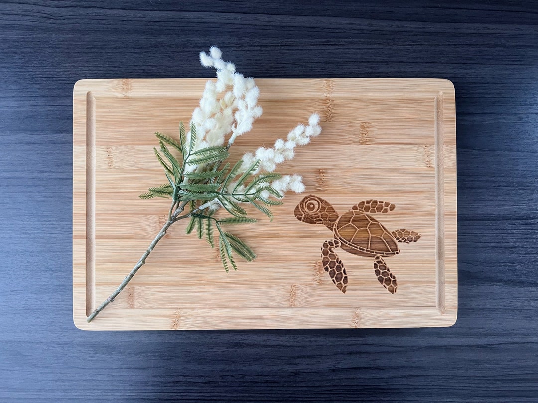 Sea Turtle Bamboo Cutting Board, Bamboo Cutting Board, Ocean Theme ...