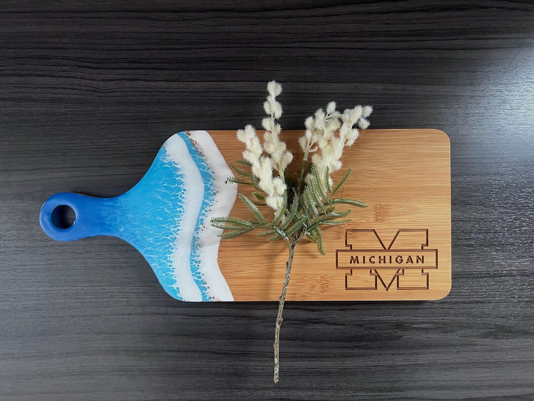 University of Michigan Ocean Bamboo Cutting Board, Engraved Cutting ...