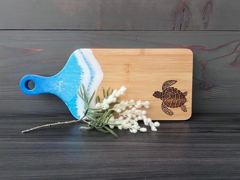 Sea Turtle Ocean Bamboo Cutting Board, Turtle Gifts, Animal Cutting ...