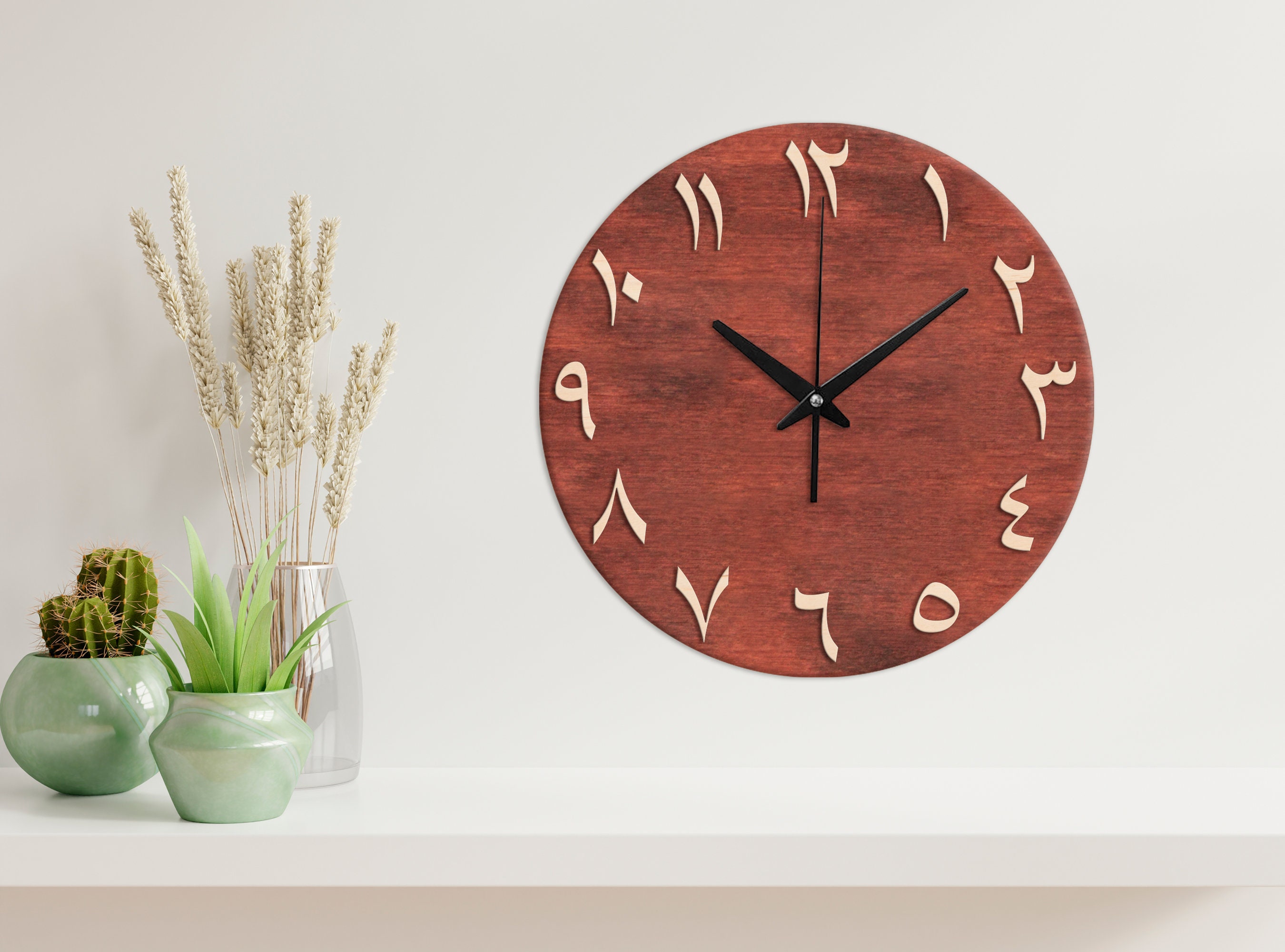 Arabic Wall Clockarabic Clockwood Wall Clockmodern Wall - Etsy
