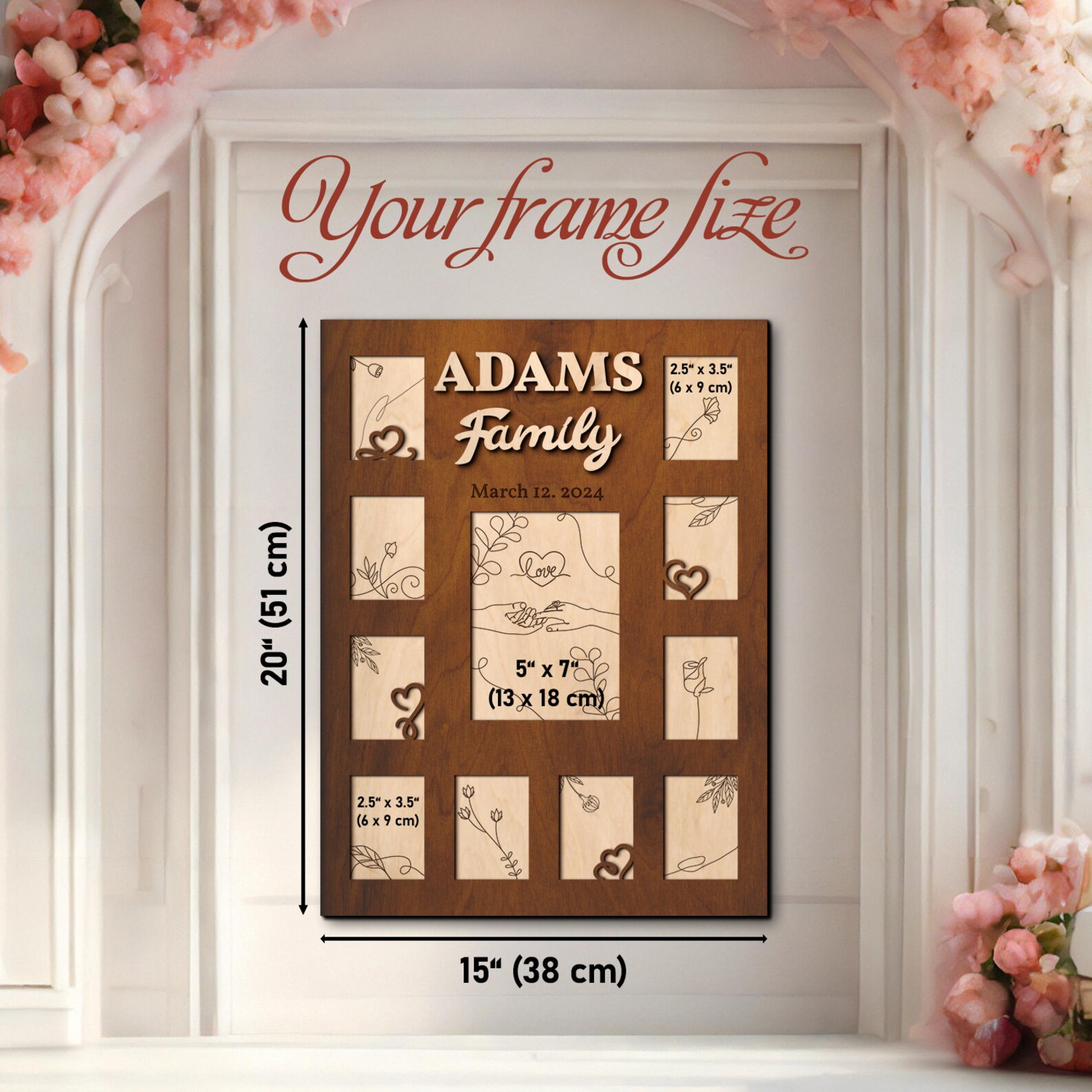 Custom Wedding Photo Frame, Wedding Photo Collage, Engraved Wedding ...