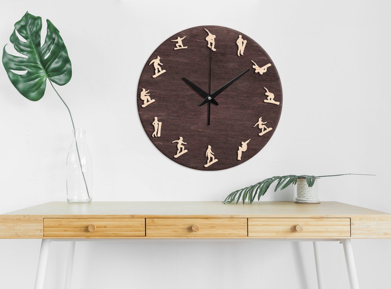 Snowboarding Wall Decor,snowboarding Wall Clock,snowboarding Gifts,wood ...