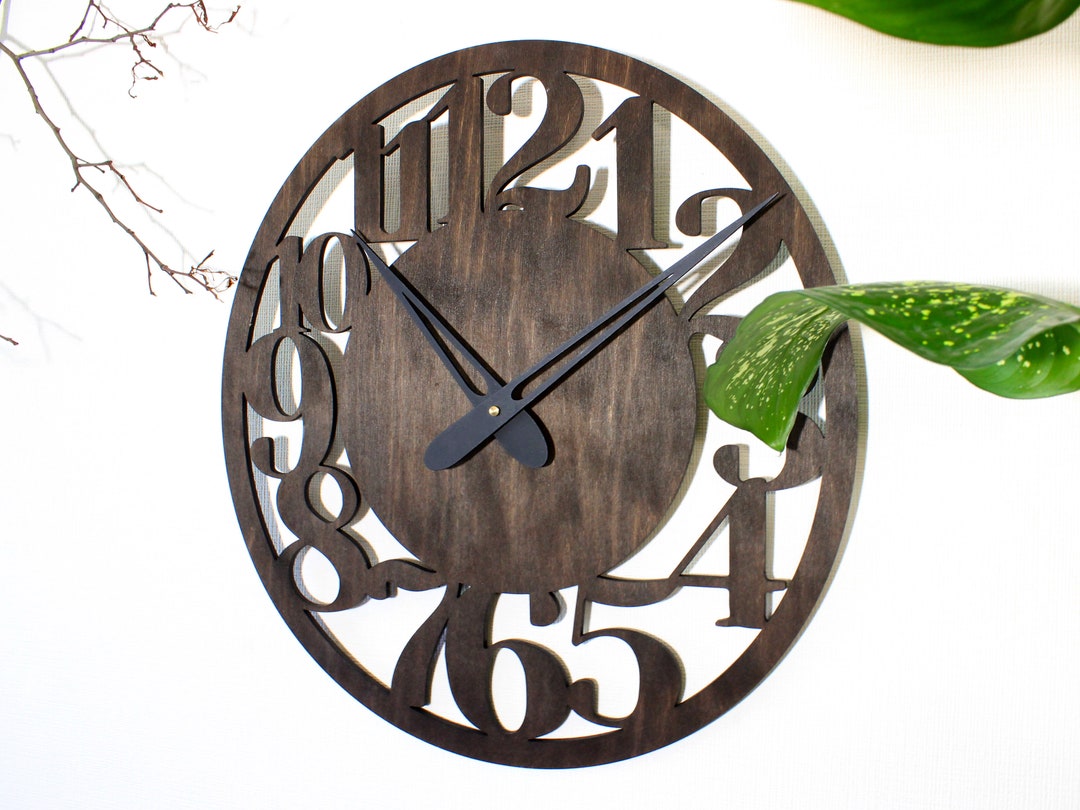 Oversized Wall Clock With Numbers,handmade Wood Wall Clock,modern Wood ...
