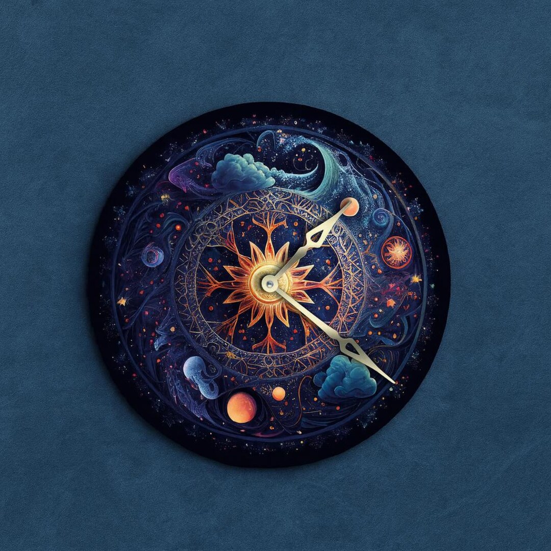 Сelestial Wall Clock, Sun and Moon Clock, Astrology Wall Clock, Zodiac ...