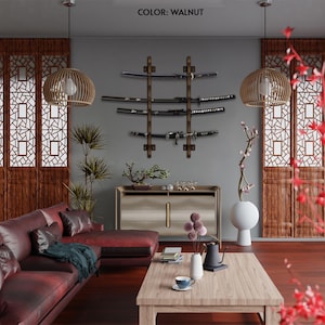 Wooden Katana Wall Holder, Japanese Sword Stand, Sword Wall Mount ...