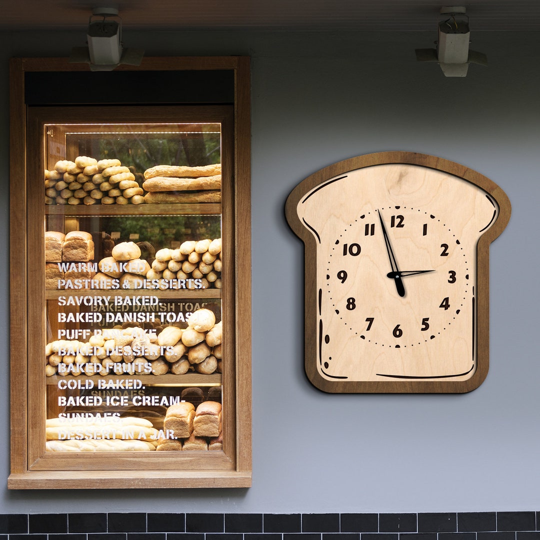 Toast Wall Clock, Kitchen Wall Clocks With Numbers, Large Wall Clock ...