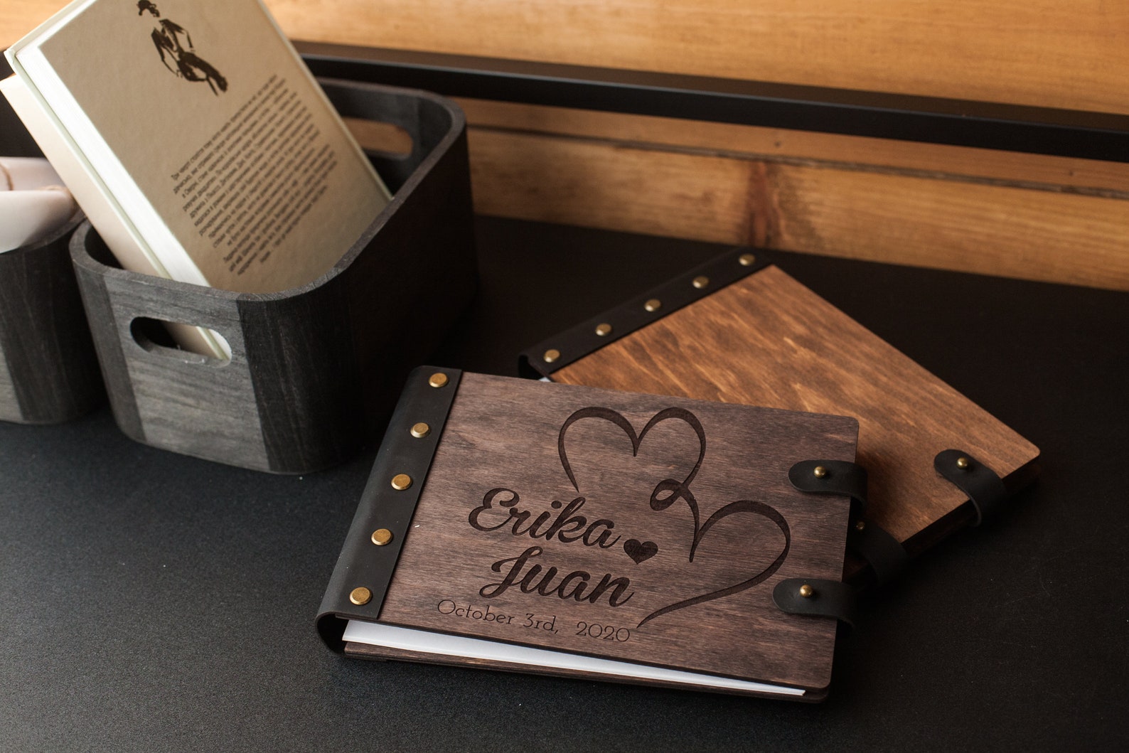 Wooden Wedding Photo Album, Wooden Photo Album Personalized, Custom ...