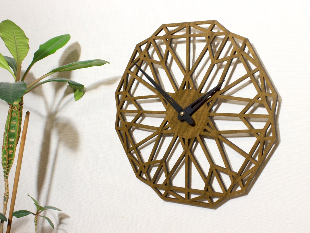 Geometric Wall Clock, Laser Cut Clock, Geometric Wood Clock, Sacred ...