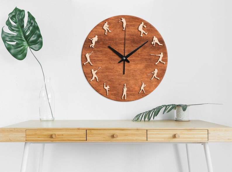 Baseball Wall Clockbaseball Clockbaseball Wall Decorwood - Etsy