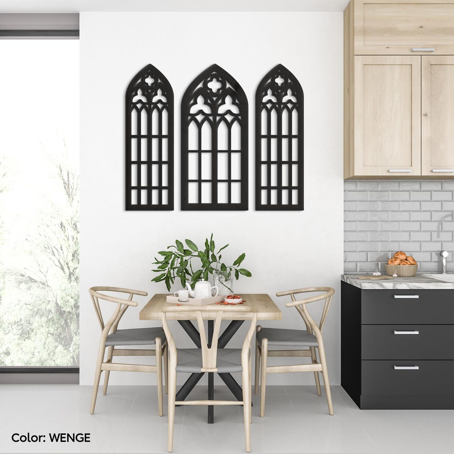 Set of 3 Gothic Window Wall Art, Gothic Wood Arch, Gothic Arch Panel ...