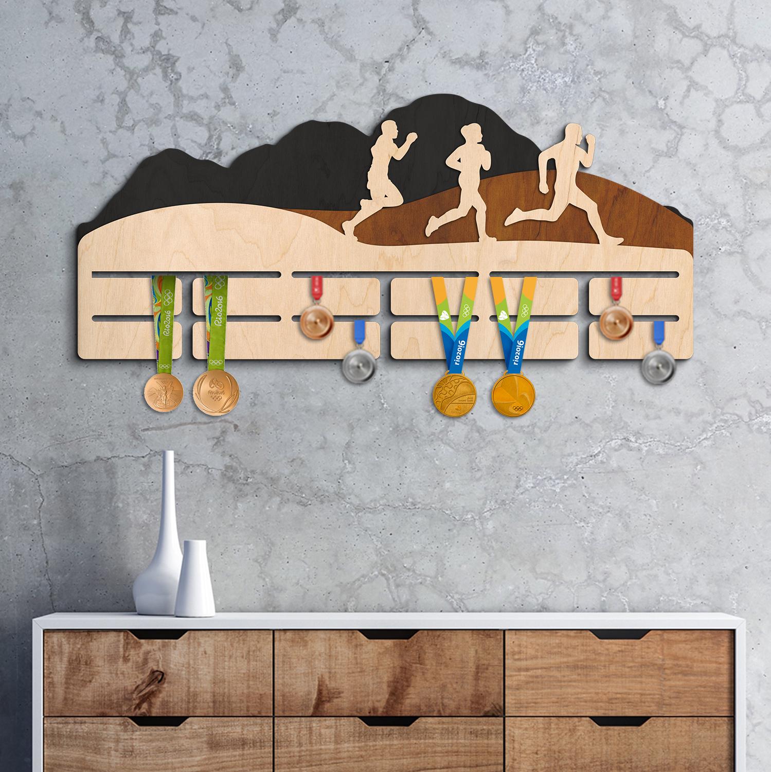 Running Medal Holder Wood, Runner Medal Hanger, Race Medal Display ...