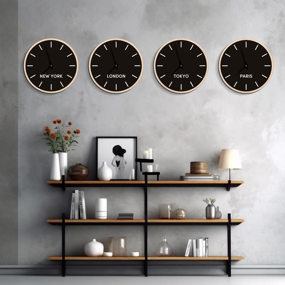 Custom Time Zone Clock, Multiple Time Zone Wall Clock, Custom City Wall ...