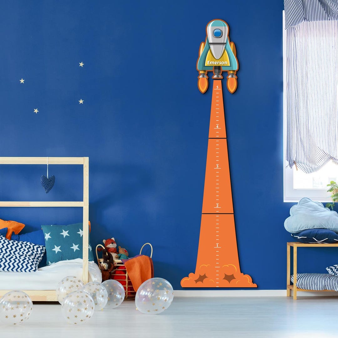 Rocket Growth Chart, Personalized Height Chart Space, Custom Wood ...