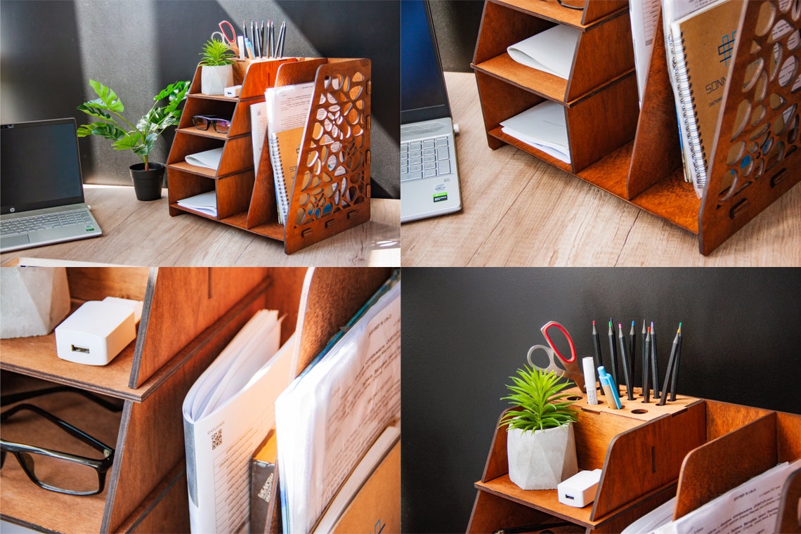 Desk Organizer Woodoffice Desk Organizerwooden Display | Etsy