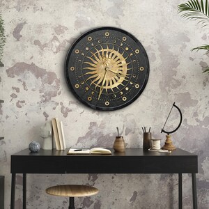 Sun Wall Clock, Sun and Moon Clock, Celestial Wall Clock, Astronomical ...
