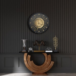 Sun Wall Clock, Sun and Moon Clock, Celestial Wall Clock, Astronomical ...