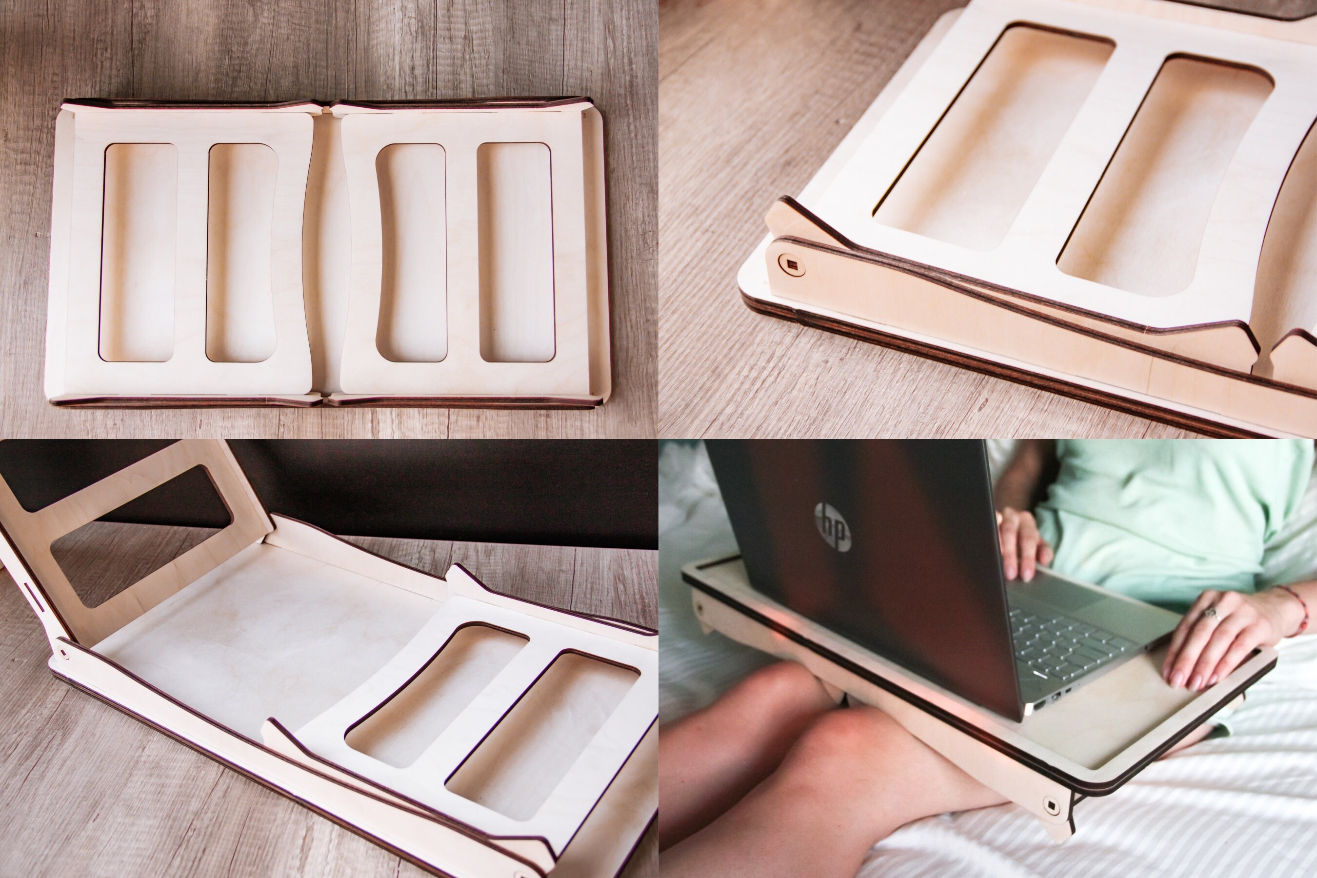 Wooden Serving Tray, Foldable Tray Table, Bed Tray With Folding Legs ...