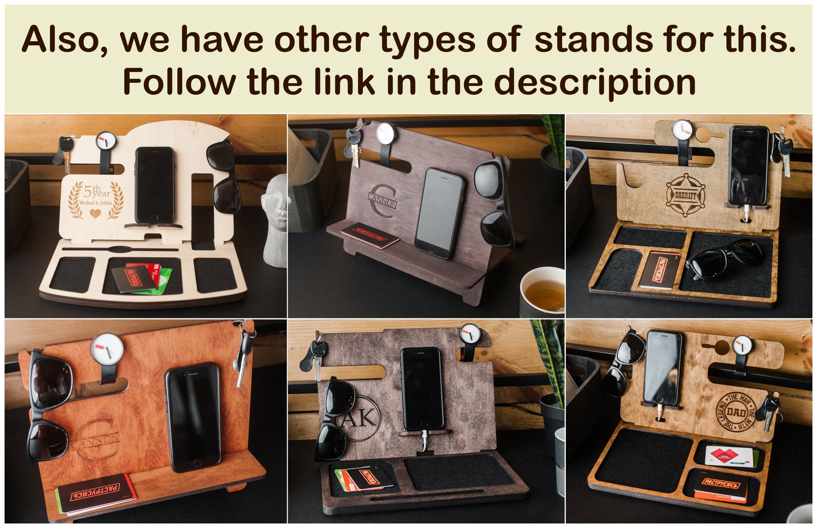 Wooden Docking Station Personalized, Charging Station Organizer ...