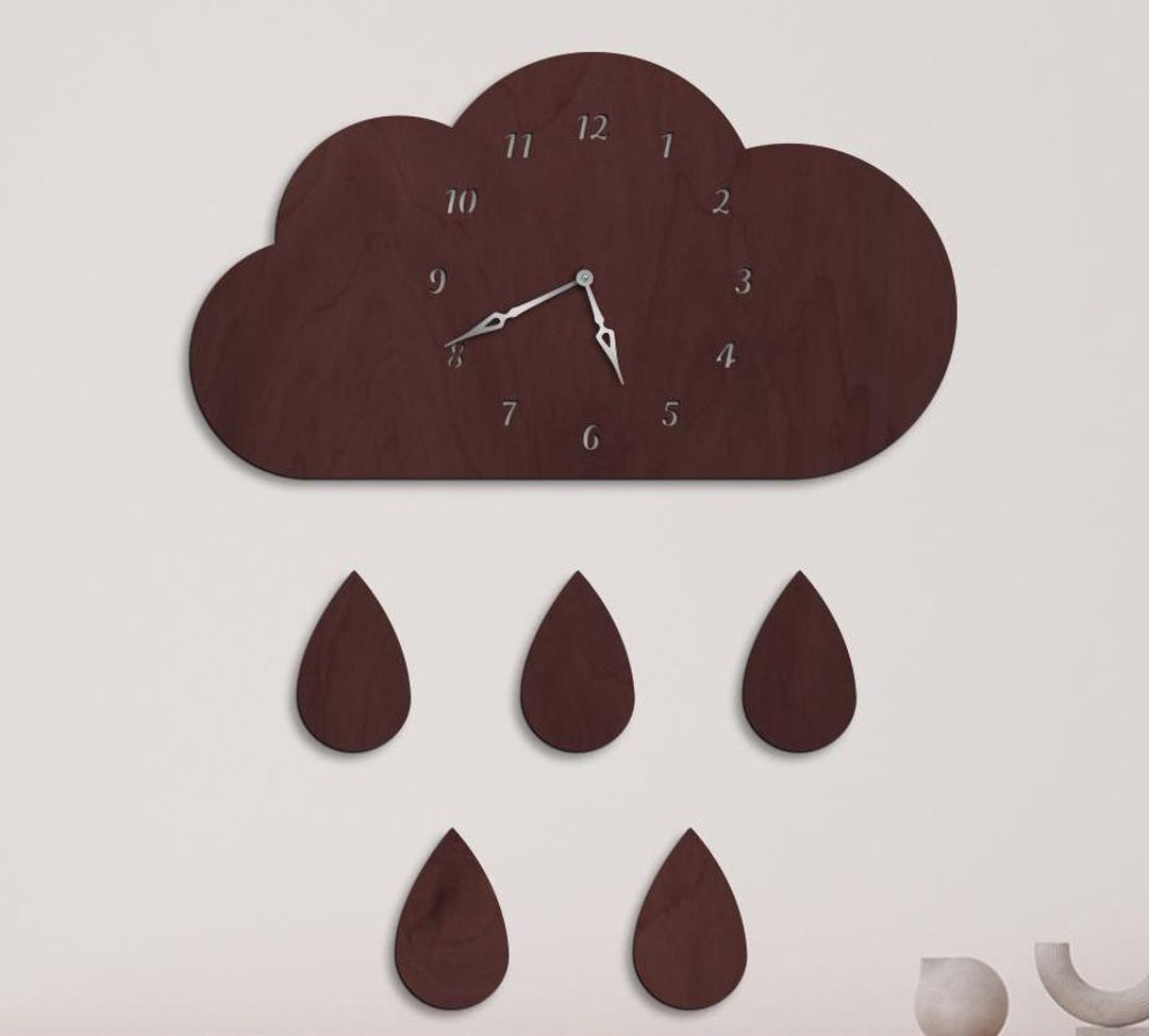 Cloud Wall Clock,rain Wall Clock,wood Wall Clock,weather Wall Clock ...