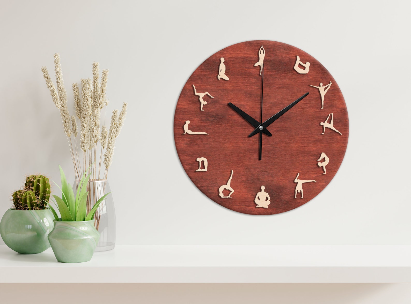 Yoga Wall Clock,yoga Wall Decor for Home,yoga Gifts,yoga Clock,wood ...