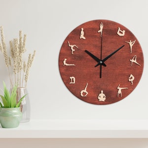 Yoga Wall Clock,yoga Wall Decor for Home,yoga Gifts,yoga Clock,wood ...