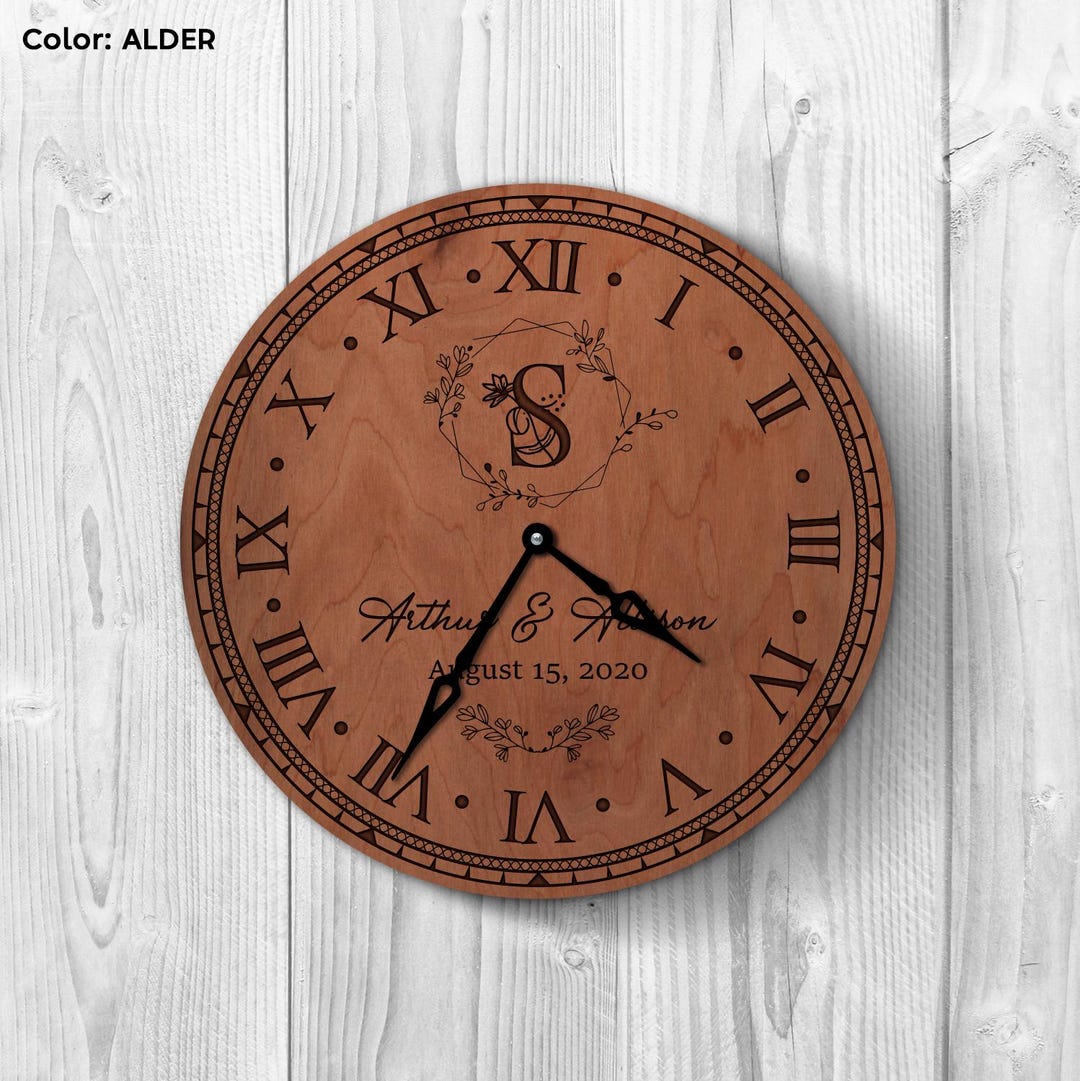 Custom Wedding Clock Wooden, Personalized Wedding Clocks for Wall ...