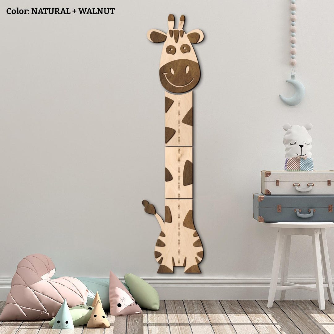 Giraffe Growth Chart, Wooden Height Chart for Kids, Animal Height Chart ...