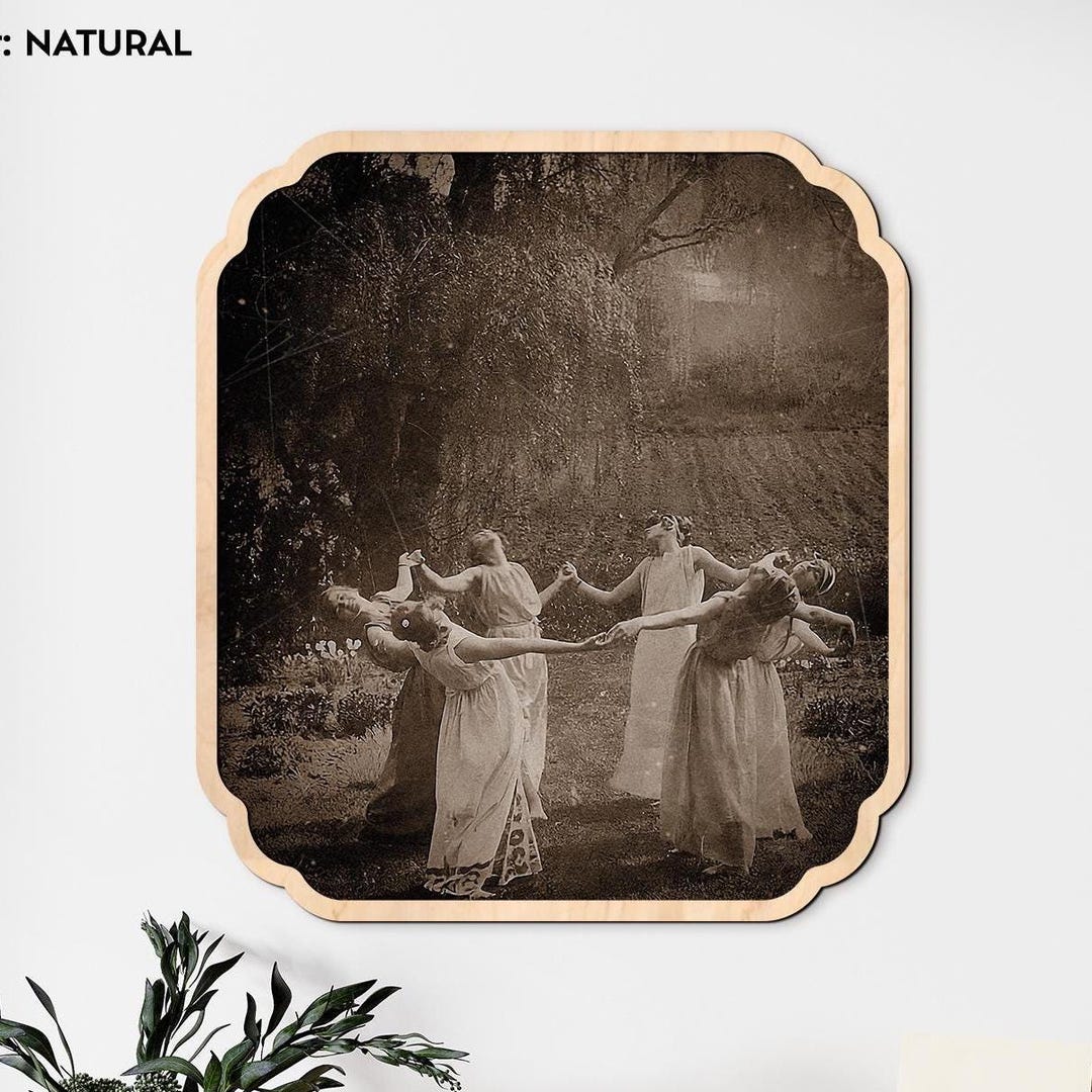 Circle of Witches Print, Wooden Witch Decorations, Witches Dancing ...