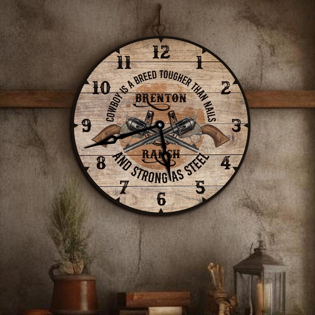 Ranch Wall Clock, Cowboy Wall Clock, Personalized Wall Clock, Wall ...