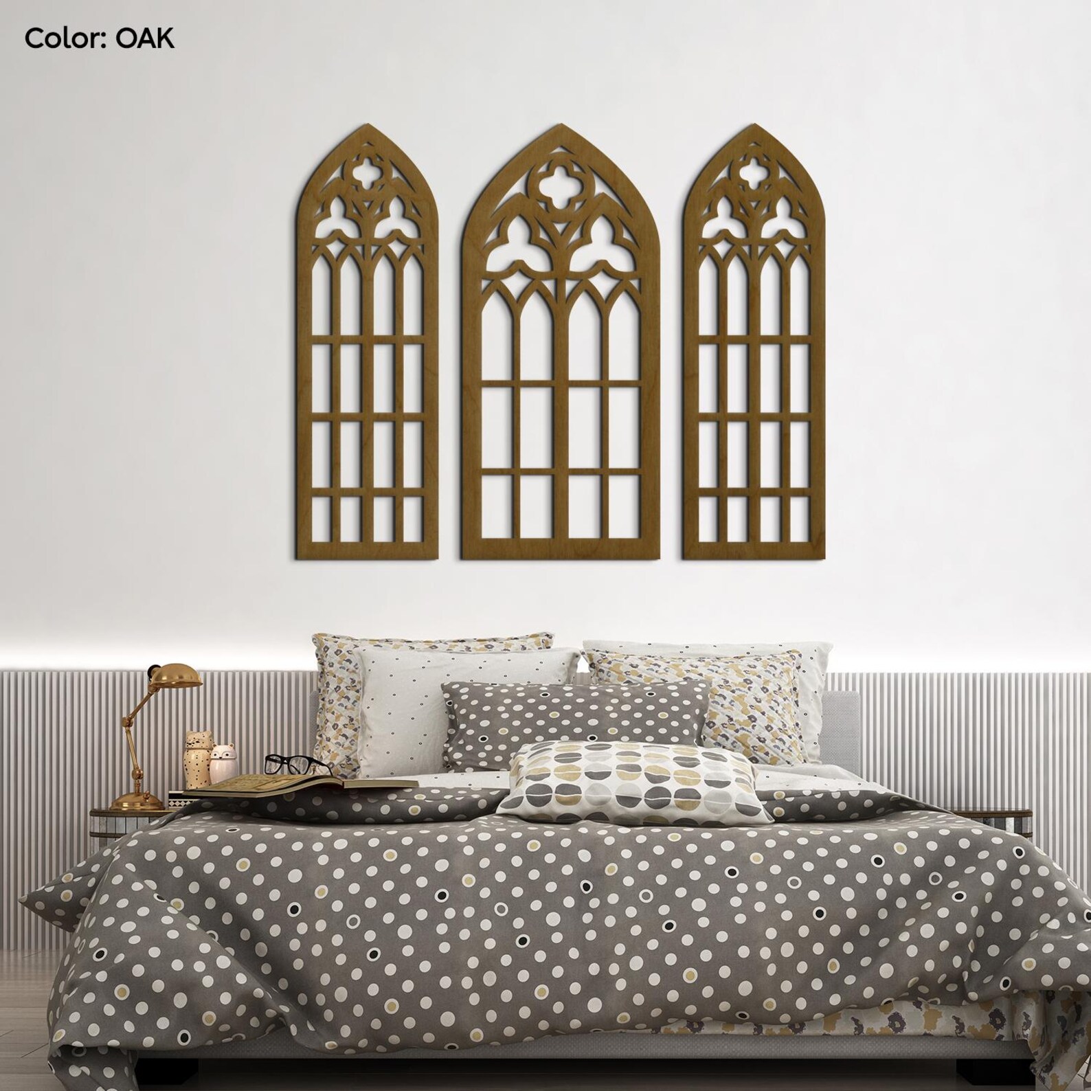Set of 3 Gothic Window Wall Art, Gothic Wood Arch, Gothic Arch Panel ...