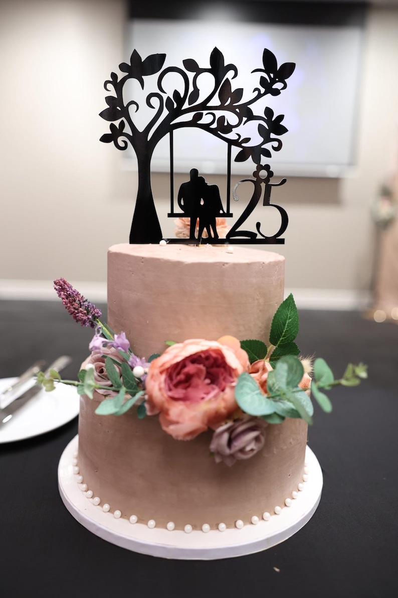 Glitter Swing Cake Topper: Personalized for Anniversary or Wedding ...