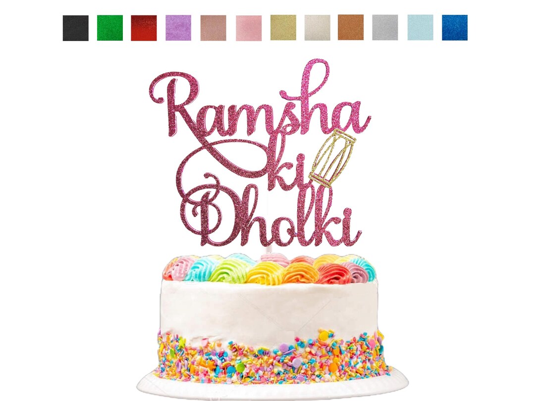 Personalized Dholki Cake Topper: Glitter Indian Wedding Decor - Etsy