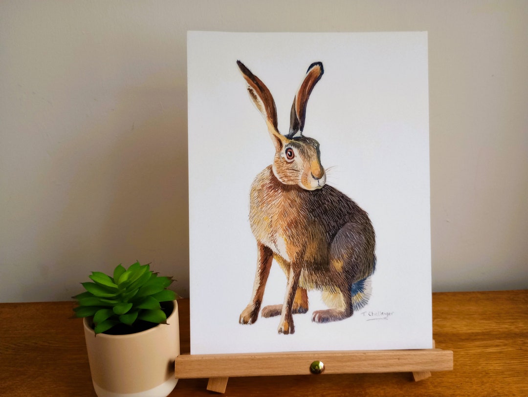 A4 Hare Print Hare Wall Art Rabbit Painting Hare Artwork - Etsy