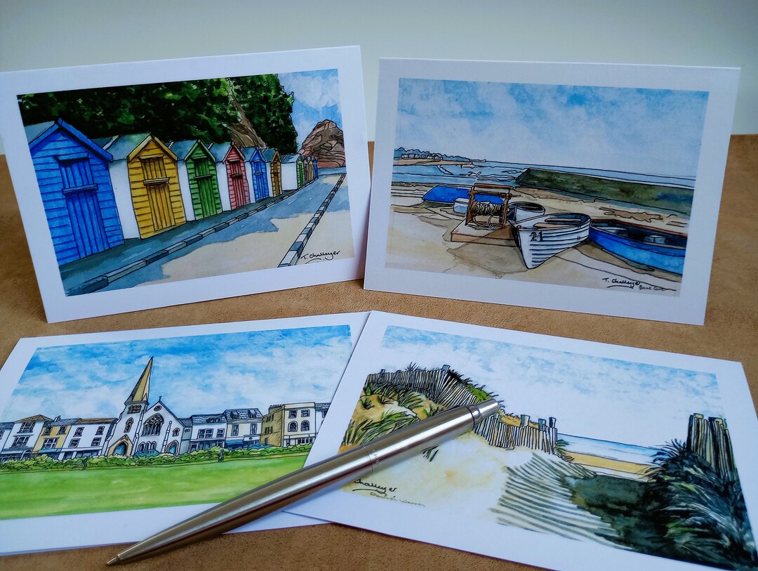 Dawlish Seaside Greetings Cards, Beach Huts, Boat Cove, the Strand ...
