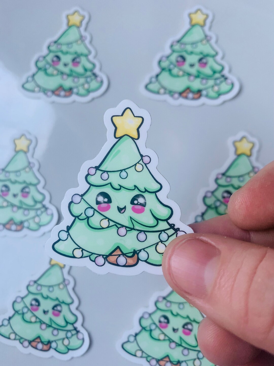 Christmas Tree Sticker Pastel Christmas Tree Sticker Kawaii Christmas ...